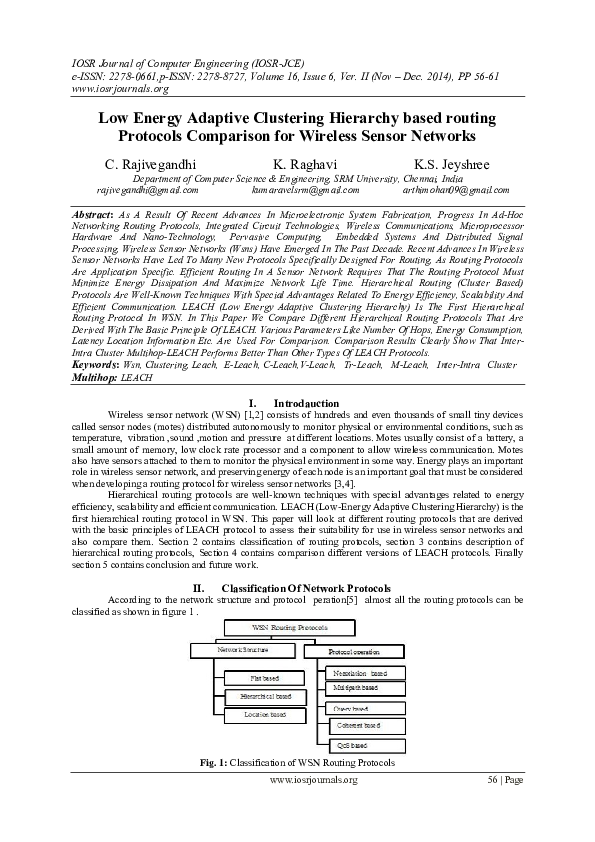 Pdf Low Energy Adaptive Clustering Hierarchy Based Routing Protocols Comparison For Wireless