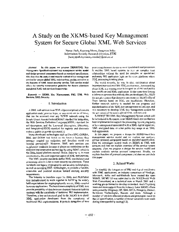 A study on the XKMS-based key management system for secure global XML web services