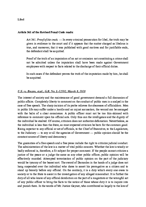 IN FACT AND IN LAW Defamation and fair comment defense