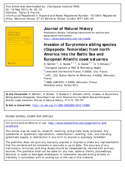 (PDF) Invasion of Eurytemora sibling species (Copepoda: Temoridae) from ...