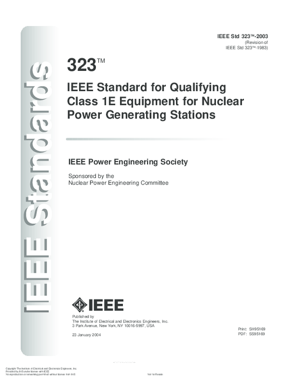 (PDF) IEEE Std 323 ™ -2003 IEEE Standard for Qualifying Class 1E Equipment for Nuclear Power ...