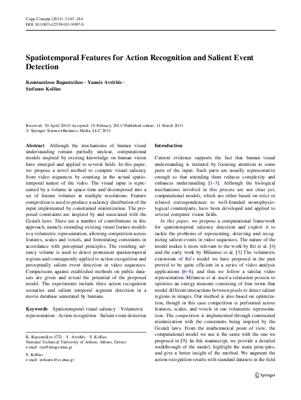 Pdf Spatiotemporal Features For Action Recognition And Salient Event