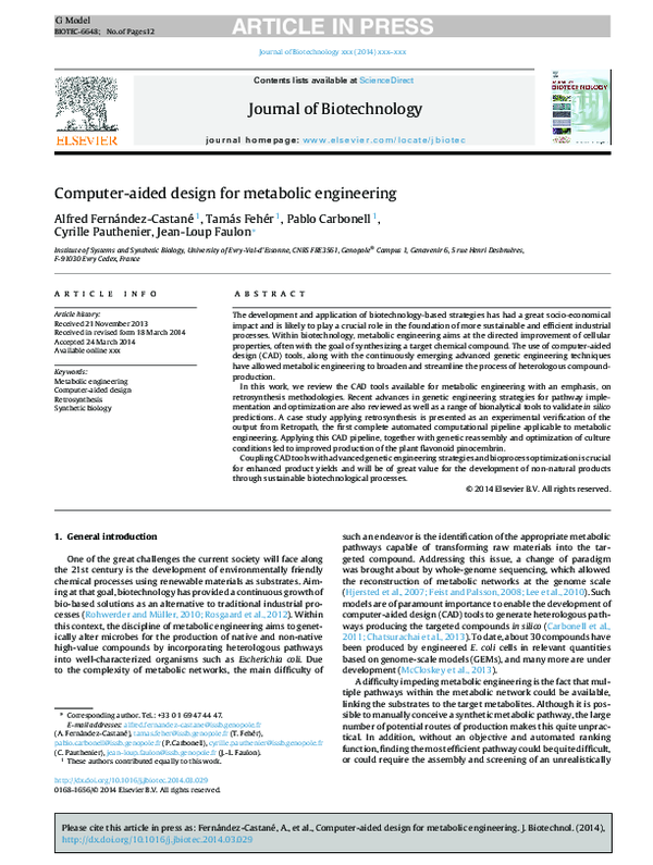 (PDF) Computer-aided design for metabolic engineering.