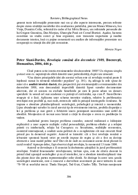 (PDF) Review of Peter Siani-Davies, Revolutia Romana din Decembrie 1989 ...