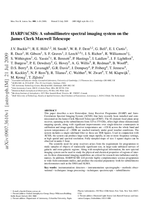 (PDF) HARP/ACSIS: A submillimetre spectral imaging system on the James ...
