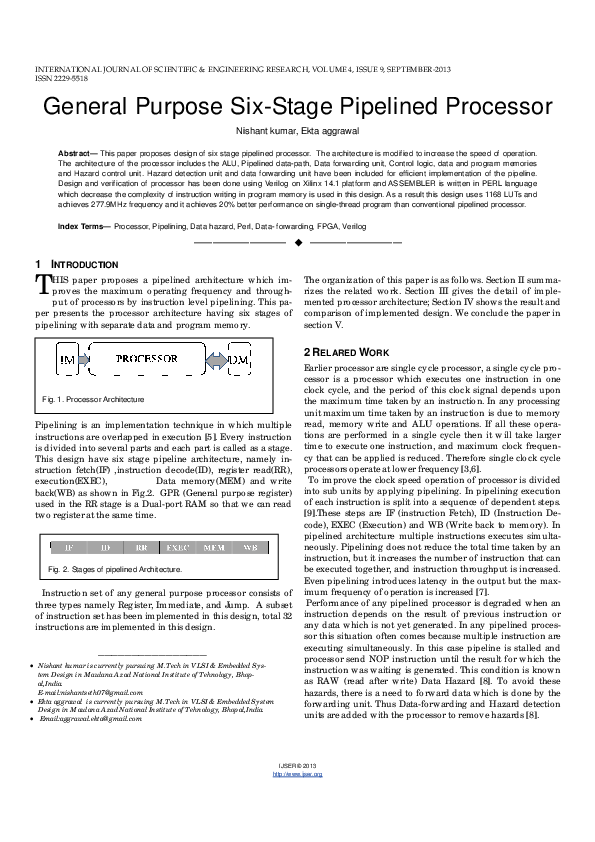 (PDF) General Purpose Six-Stage Pipelined Processor
