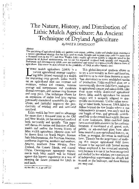 (PDF) The Nature, History, and Distribution of Lithic Mulch Agriculture ...