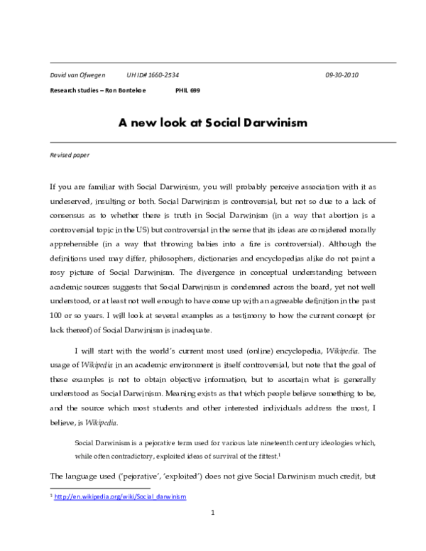 (PDF) A new look at Social Darwinism