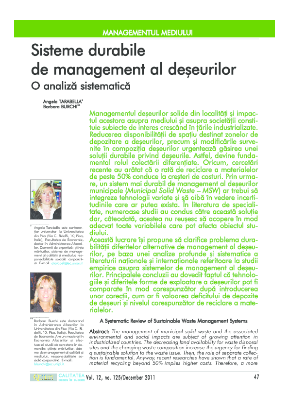 (PDF) A Systematic Review of Sustainable Waste Management Systems