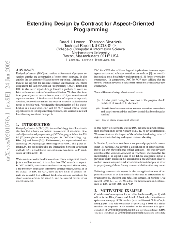 (PDF) Extending Design by Contract for Aspect-Oriented Programming