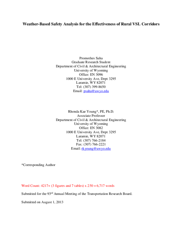 (PDF) Weather-Based Safety Analysis for the Effectiveness of Rural ...