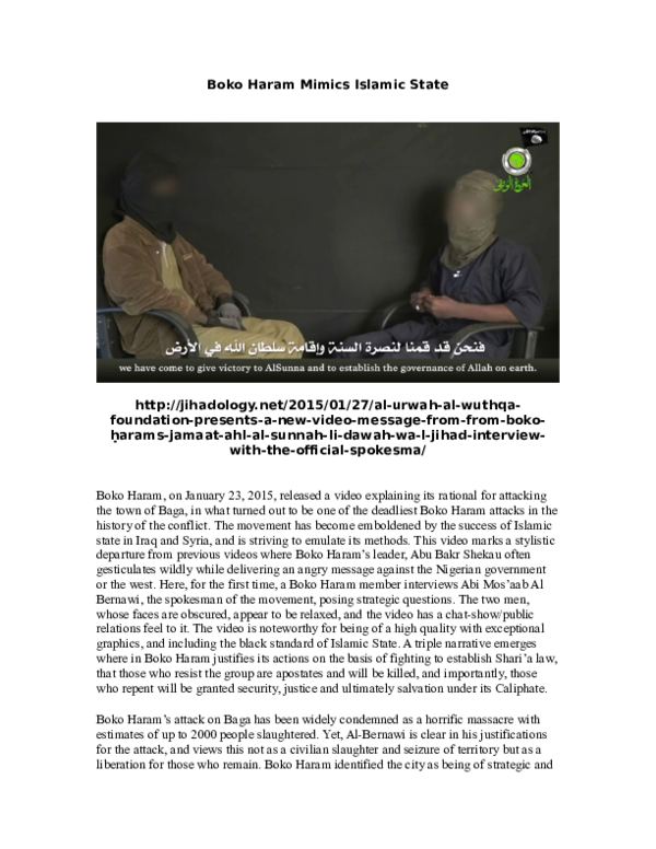 (DOC) Boko Haram Mimics Islamic State