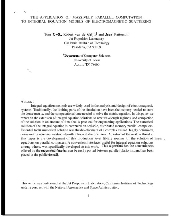 Pdf Application Of Massively Parallel Computation To Integral