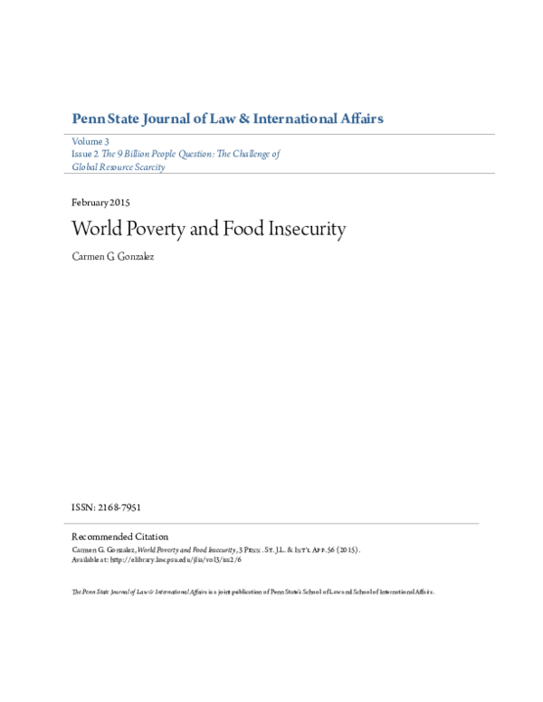 (PDF) World Poverty and Food Insecurity