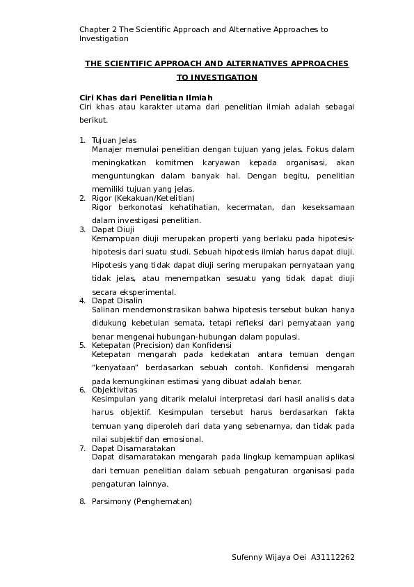 (DOC) The Scientific Approach and Alternative Approaches to Investigation