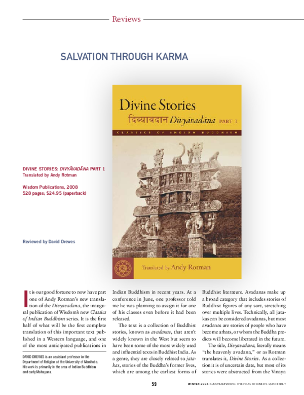(PDF) Review of Divine Stories: Divyavadana, part 1, trans. Andy Rotman ...