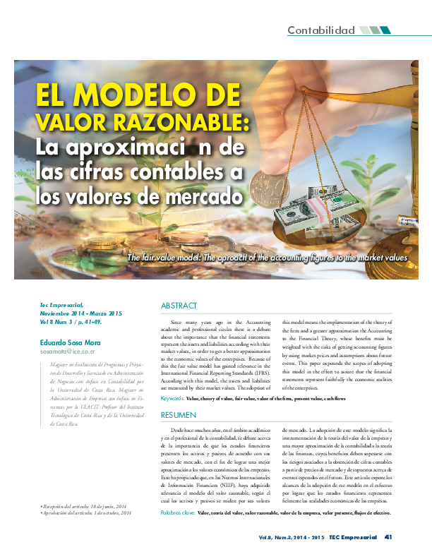 (PDF) EL MODELO DE VALOR RAZONABLE: LA APROXIMACIÓN DE LAS CIFRAS ...