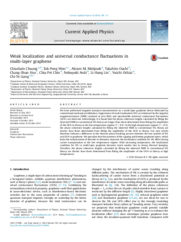(PDF) Weak localization and universal conductance fluctuations in multi ...