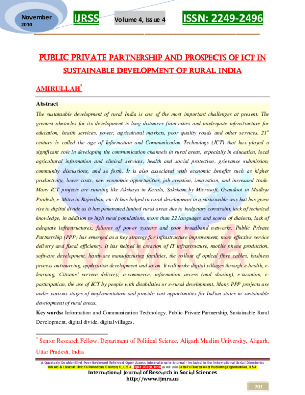 (PDF) Public Private Partnership and Prospects of ICT in Sustainable ...