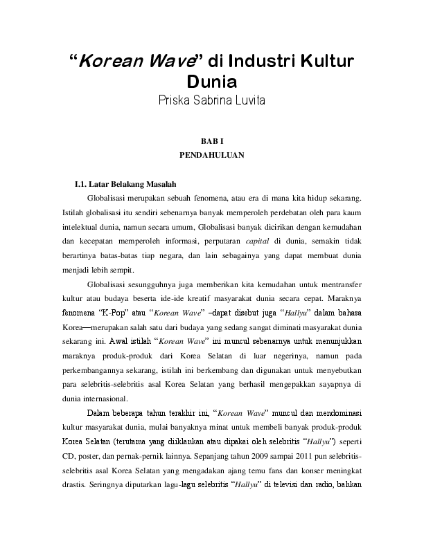 (PDF) “Korean Wave” di Industri Kultur Dunia