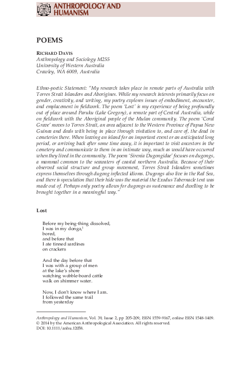 (PDF) Late 2014 Ethnographic Poetry