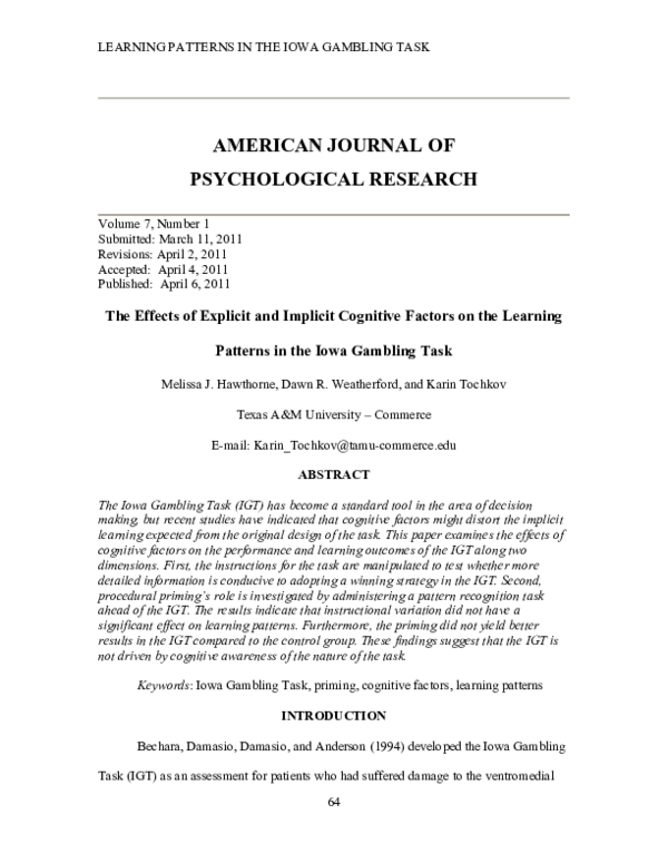 Pdf The Effects Of Explicit And Implicit Cognitiv Factors On The