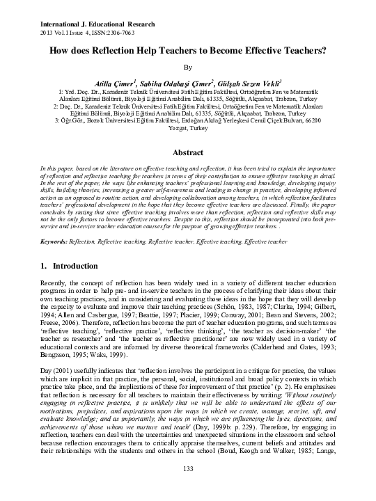 (PDF) How does Reflection Help Teachers to Become Effective Teachers?