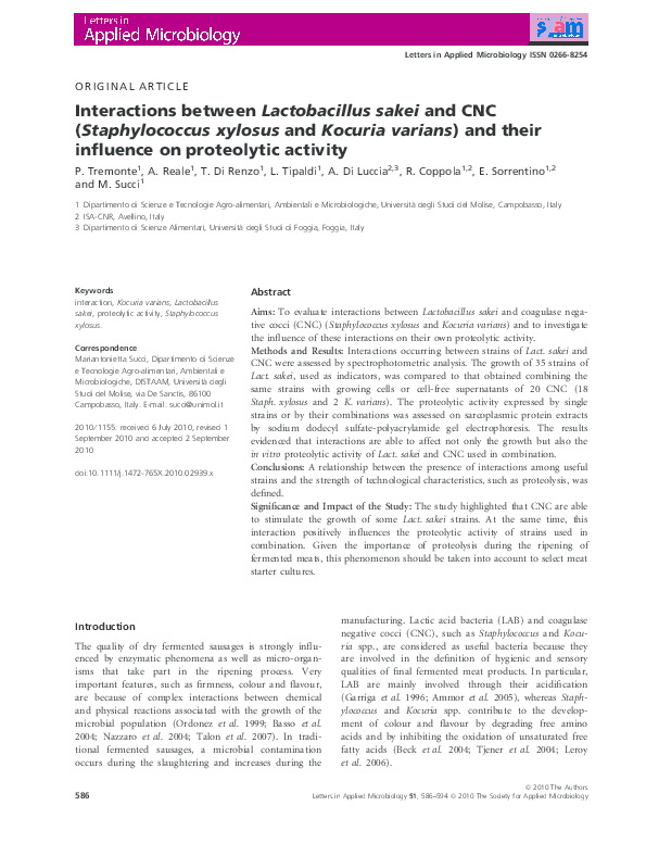 (PDF) Interactions between Lactobacillus sakei and CNC (Staphylococcus ...