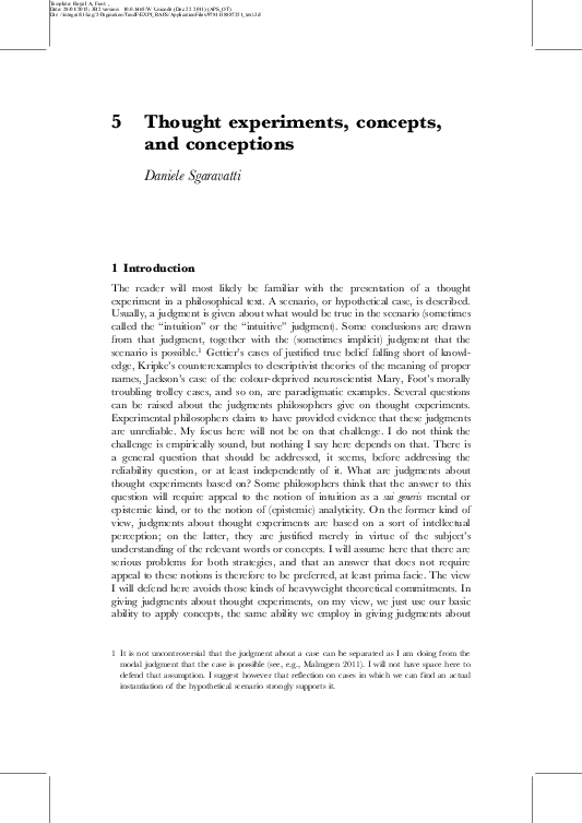 (PDF) Thought Experiments, Concepts and Conceptions