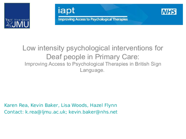(PPT) Low intensity psychological interventions for Deaf people in ...