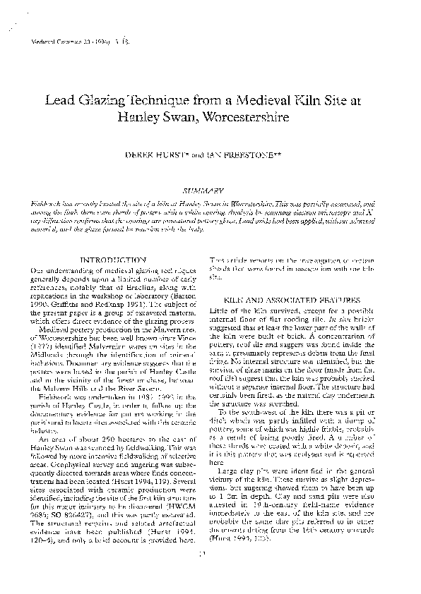 (PDF) Lead Glazing Technique from a Medieval Kiln Site at Hanley Swan ...