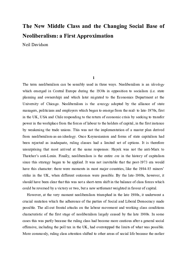 (DOC) The New Middle Class and the Changing Social Base of ...