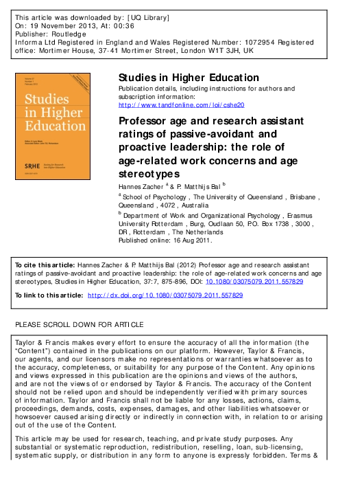 Professor age and research assistant ratings of passive-avoidant and ...