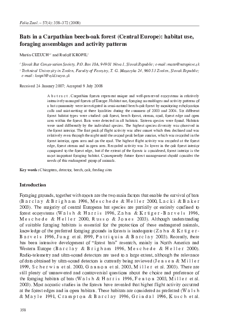 (PDF) Bats in a Carpathian beech-oak forest (Central Europe): habitat ...
