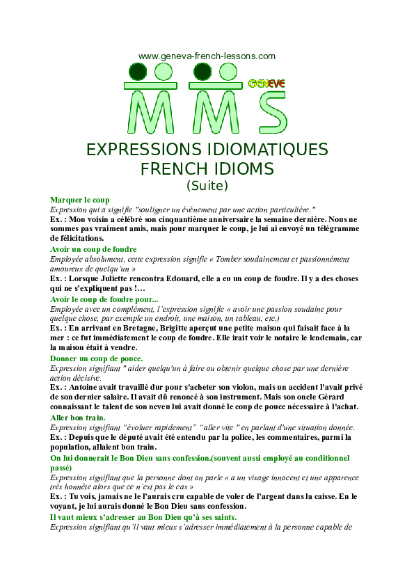 (DOC) EXPRESSIONS IDIOMATIQUES FRENCH IDIOMS