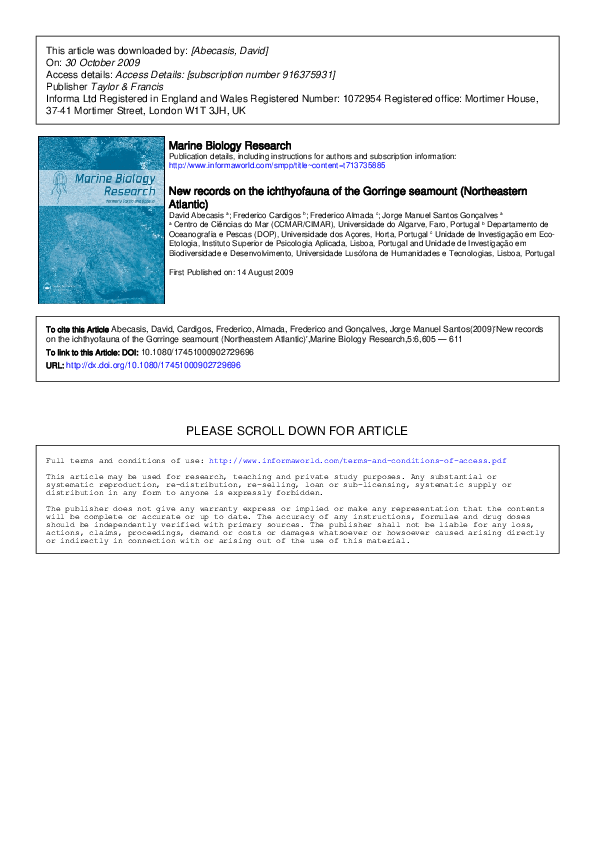 (PDF) New records on the ichthyofauna of the Gorringe seamount ...