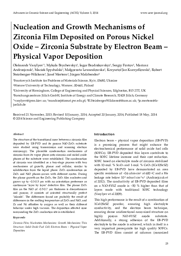 Nucleation and Growth Mechanisms of Zirconia Film Deposited on Porous ...