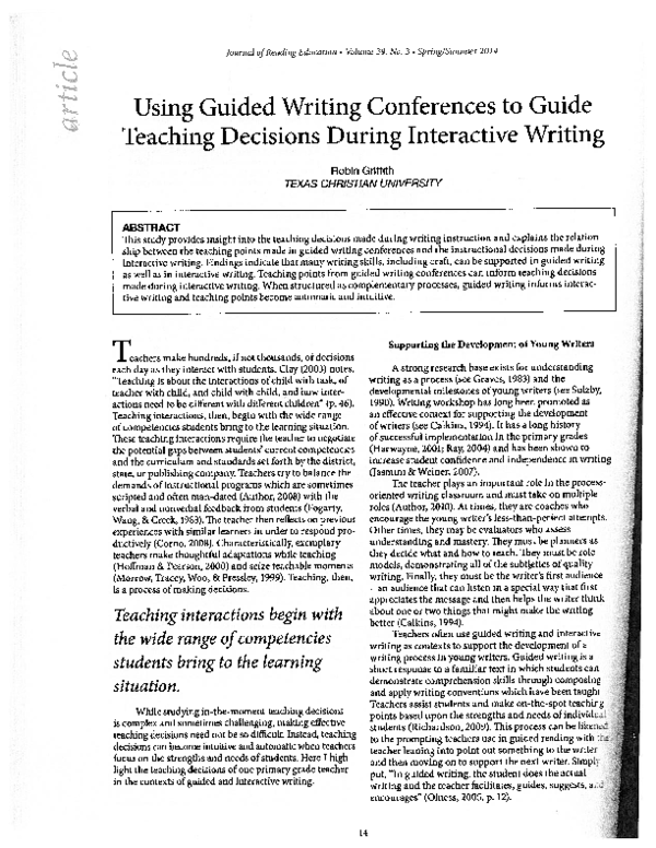 (PDF) Using Guided Writing Conferences to Guide Teaching Decisions ...