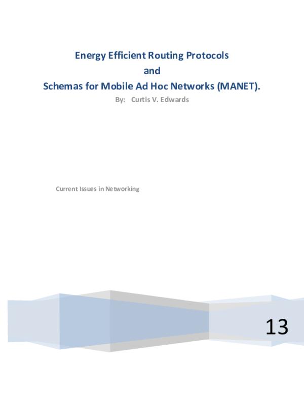 Pdf Energy Efficient Routing Protocols And Schemas For Mobile Ad Hoc