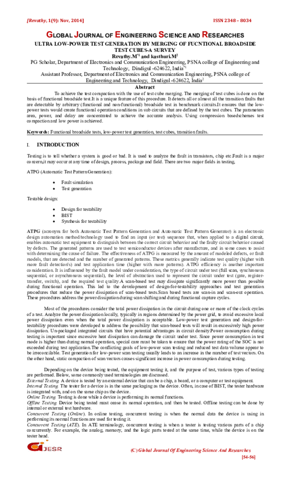 Pdf Ultra Low Power Test Generation By Merging Of Fucntional Broadside Test Cubes A Survey