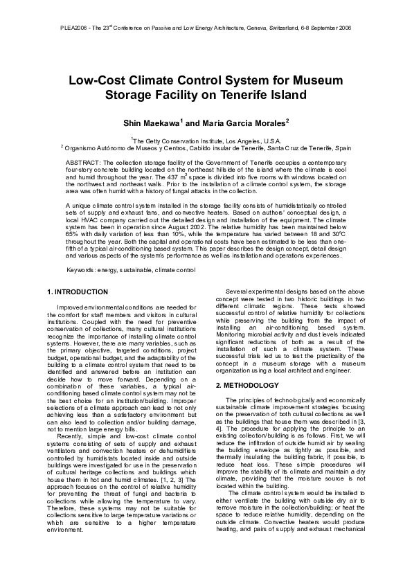 (PDF) Low-Cost Climate Control System for Museum Storage Facility on ...