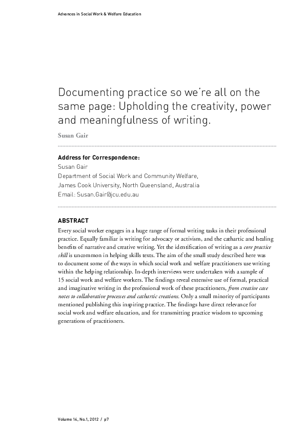 (PDF) Documenting practice so we’re all on the same page: Upholding the ...