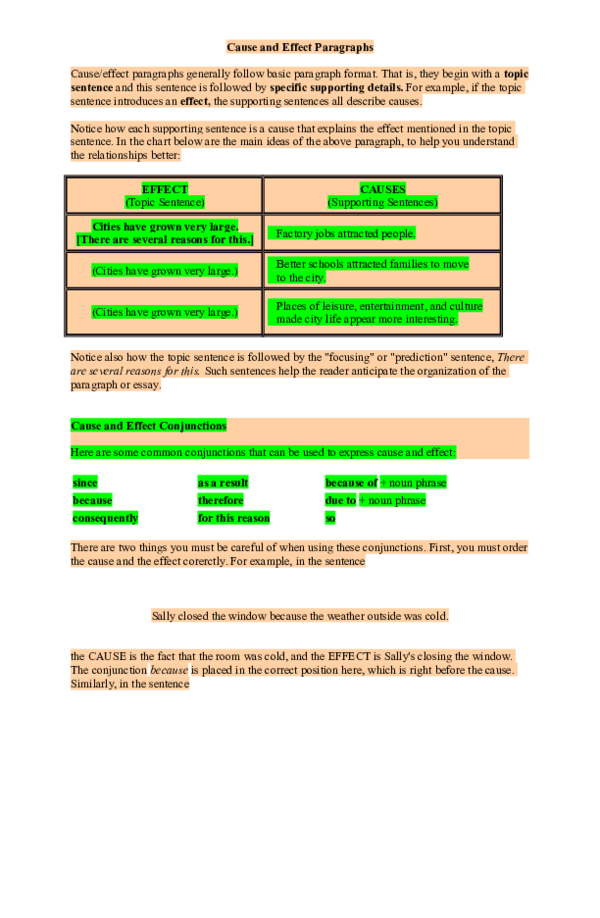 (DOC) Cause and Effect Paragraphs