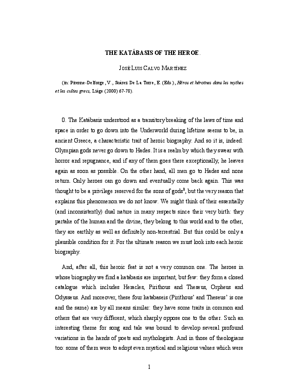 (PDF) The Katabasis of the Heroe