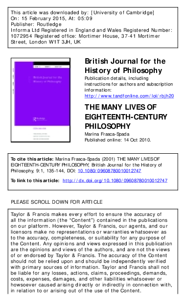 (PDF) The many lives of eighteenth-century philosophy