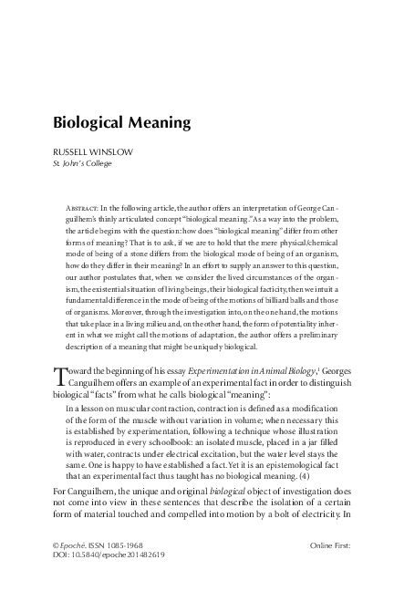 (PDF) Biological Meaning