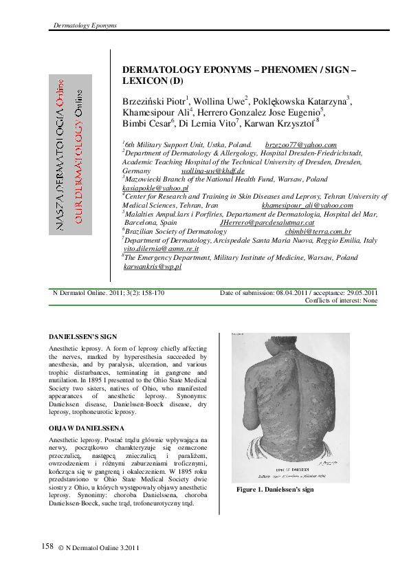 (PDF) DERMATOLOGY EPONYMS – PHENOMEN / SIGN