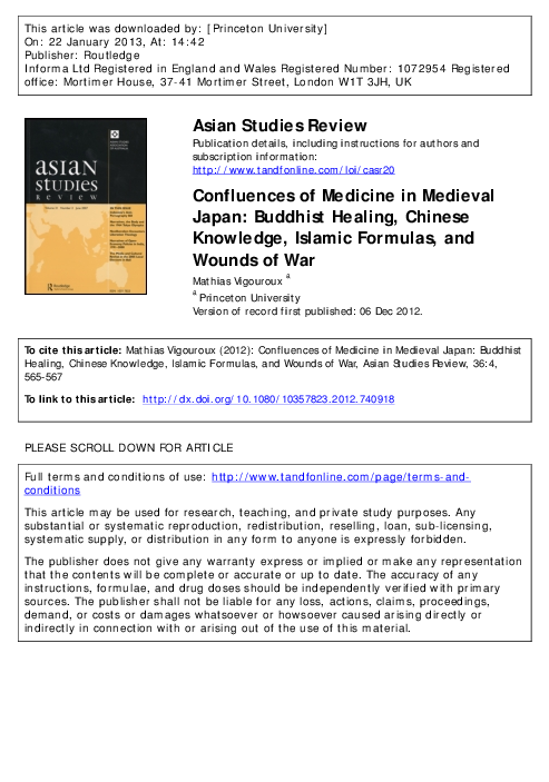 (PDF) Andrew Goble, Confluences of Medicine in Medieval Japan: Buddhist ...