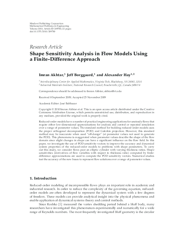 Pdf Shape Sensitivity Analysis In Flow Models Using A Finite Difference Approach Imran