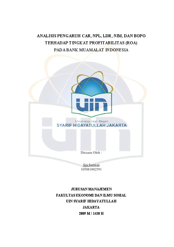 (PDF) ANALISIS PENGARUH CAR, NPL, LDR, NIM, DAN BOPO TERHADAP TINGKAT PROFITABILITAS (ROA) PADA ...
